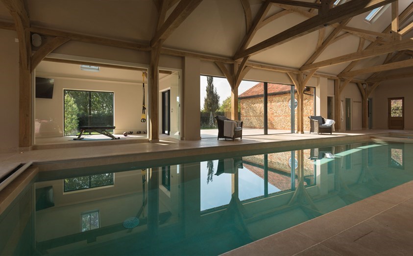 A bright and spacious pool room with Origin Doors